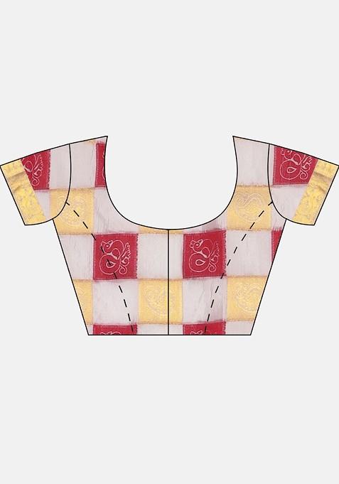 Buy Women Maroon Check Print Silk Saree Set - XSR29286 - Traditional ...