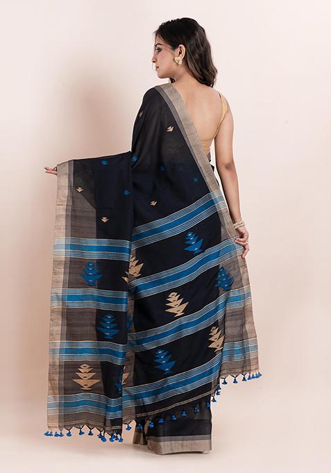 Buy Women Black Printed Cotton Saree Set - XSR35758 - Plus Size Saree ...