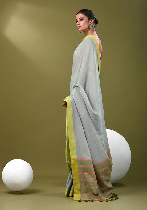 Buy Women Ice Blue Solid Cotton Saree Set - XSR43991 - Plus Size Saree ...