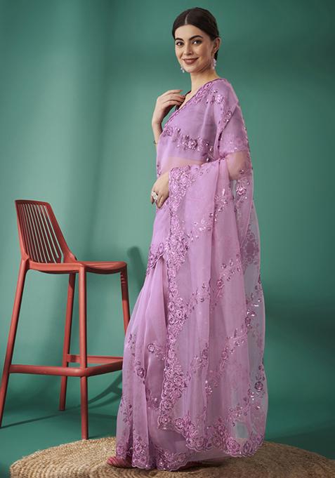 Buy Women Peach Embroidered Net Saree Set - XSR44748 - Plus Size Saree ...
