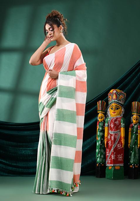 Buy Women Multi Solid Cotton Saree Set - XSR47088 - Plus Size Saree - Indya