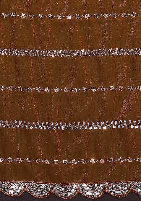 Buy Women Brown Beads Work Silk Saree Set - XSS31309 - Sarees - Indya