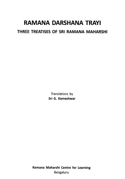 Buy Women Ramana Darshana Trayi : Three Treatises Of Ramana Maharshi ...