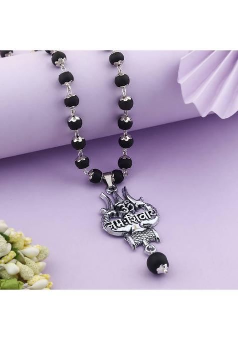 Buy Women OM Nah Shivay Trishul Karungali Mala Silver Plated Brass ...