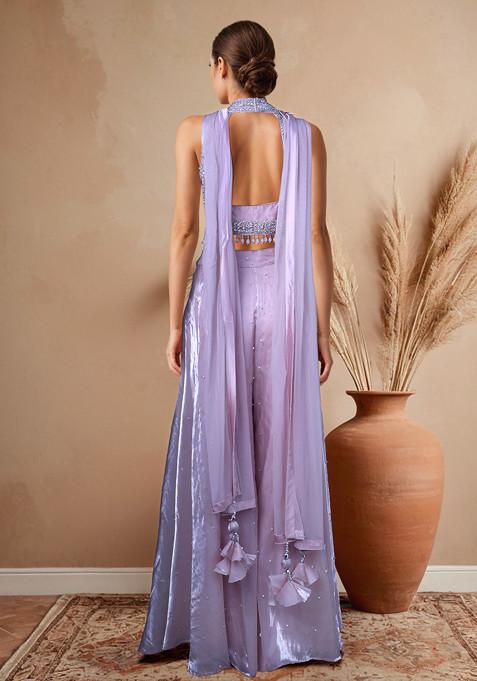 Buy Women Pink Palazzo Set With Embellished Blouse And Dupatta ...