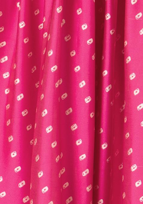 Buy Women Pink Bandhani Print Lehenga With Strappy Blouse And Dupatta ...
