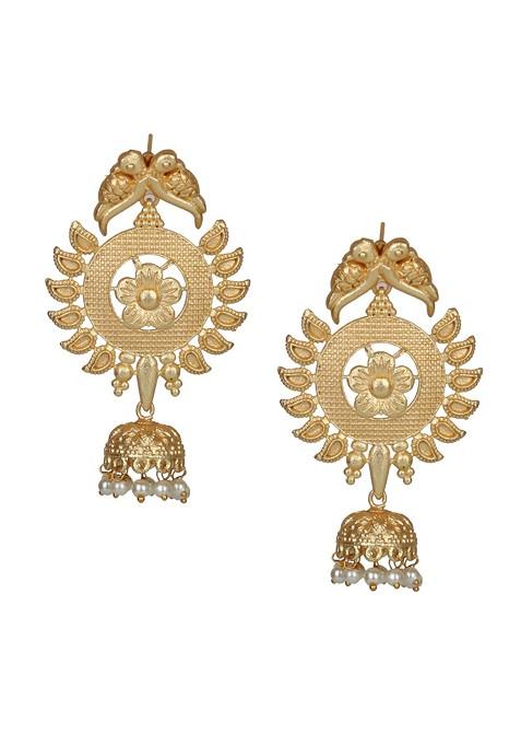 Buy Women Matte Gold Finish Handcrafted Stud Earrings - XJE00089 ...