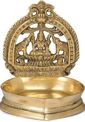 Buy Women Exotic India Gold Toned Gajalakshmi Deepam Diya - 30478741 ...