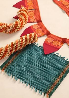 Buy Women Peepul Tree Maroon And Orange 4 Pieces Toran And Aasan ...