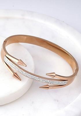 Buy Women Stainless Steel Rose Gold Plated Arrow Design Bangle Style ...