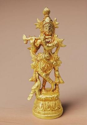 Buy Women Brass Krishna Normal Statue - HST02087 - Brass Statues - Indya
